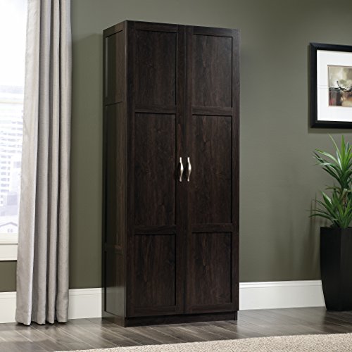 Sauder 419496 Miscellaneous Storage Storage Cabinet, L: 29.375" x W: 16.125" x H: 71.125", Cinnamon Cherry finish & Beginnings 3-Shelf Bookcase, Cinnamon Cherry finish