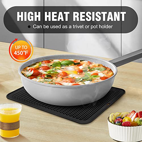 Walfos Dish Drying Mat for Kitchen Counter, Heat Resistant Silicone Dish Mats, Multi-Purpose Kitchen Drying Mats for Counter Top, Sink, 16x12 Inch