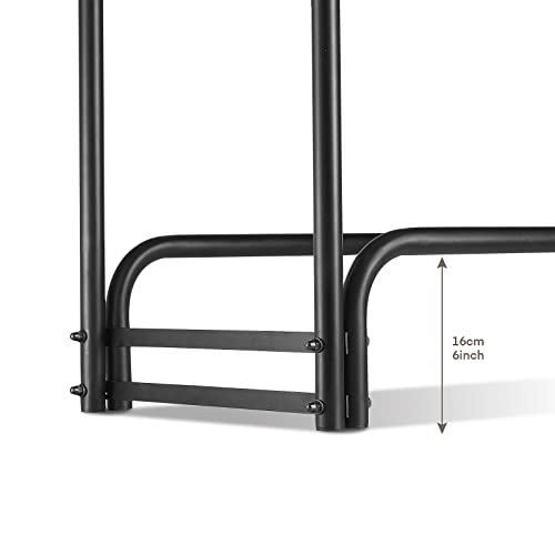Firewood Rack Stand 12ft Steel Firewood Log Holder for Fireplace, Indoor Outdoor Metal Log Holder Stand, Black