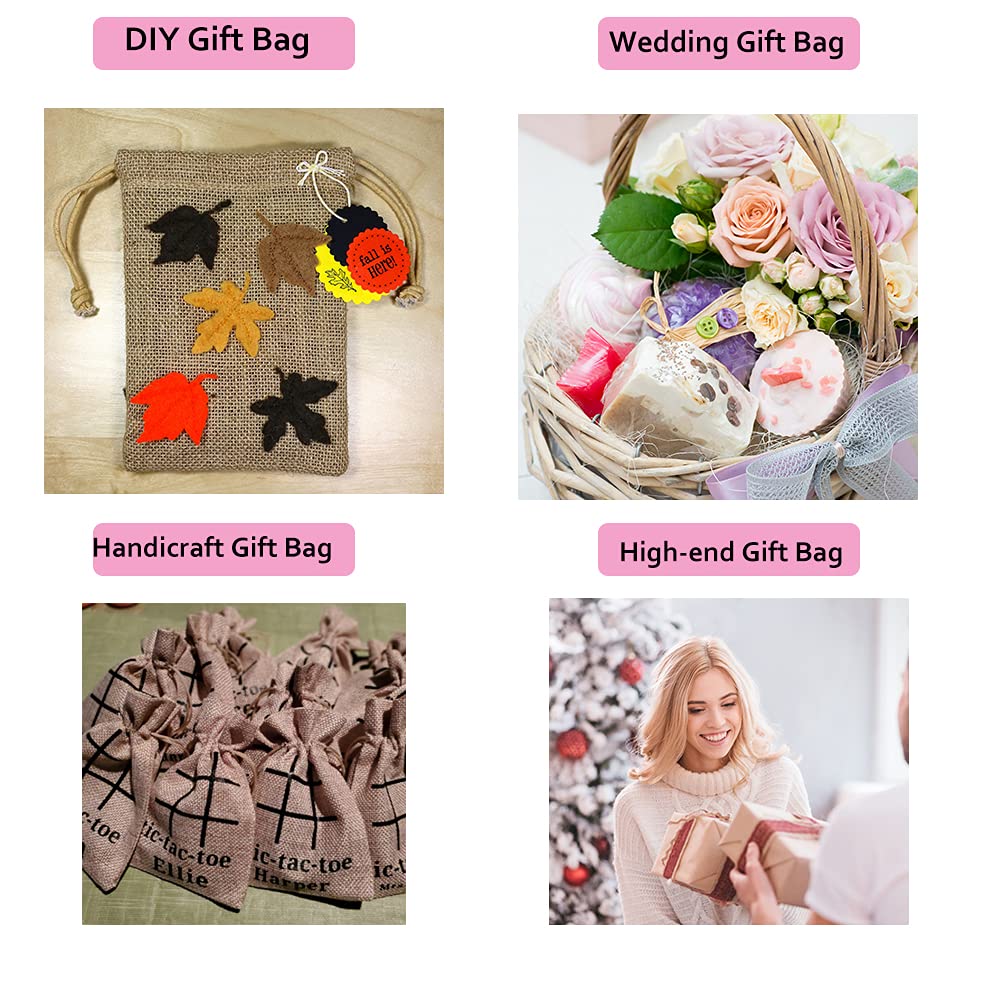 LYSXP 50PCS Burlap Bags with Drawstring,3x4 Inch Cream color Drawstring Gift Bag Jewelry Pouches for Wedding Party Favors, DIY Craft
