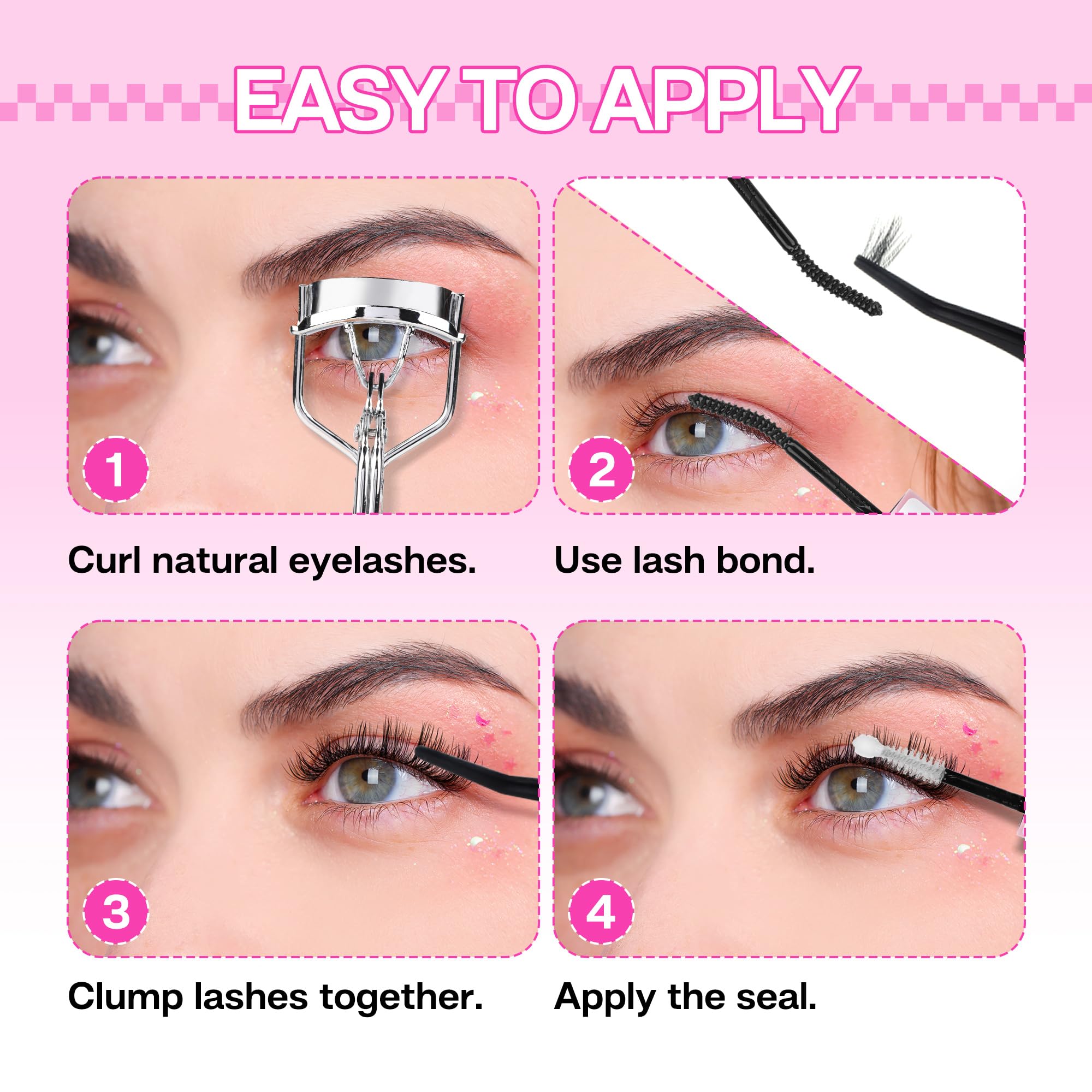 CALAILIS Lash Bond and Seal, Cluster Lash Glue Bond and Seal Lash Glue for Lash Clusters Super Strong Hold and Long Lasting 72 Hours Waterproof Non-irritating Individual Lash Glue for Cluster Eyelash
