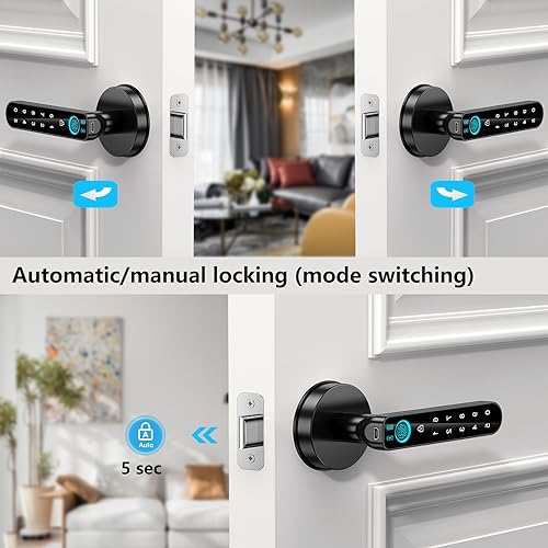 Fingerprint Door Lock, Smart Fingerprint Door knob-biometric Door Lock,with passcode keypad keyless Entry Door Handle,for Bedroom Home Hotel Office Apartment