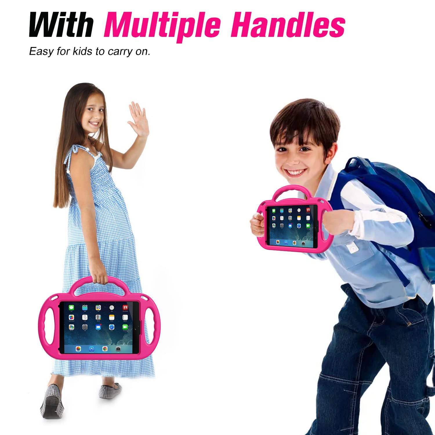 eTopxizu Kids Case for iPad Mini 5/4/3/2/1 (7.9 inch), Shoulder Strap Shockproof Handle Friendly Convertible Stand Kids Case for iPad Mini 5th (2019),4th, 3rd, 2nd, 1st Generation- Blue