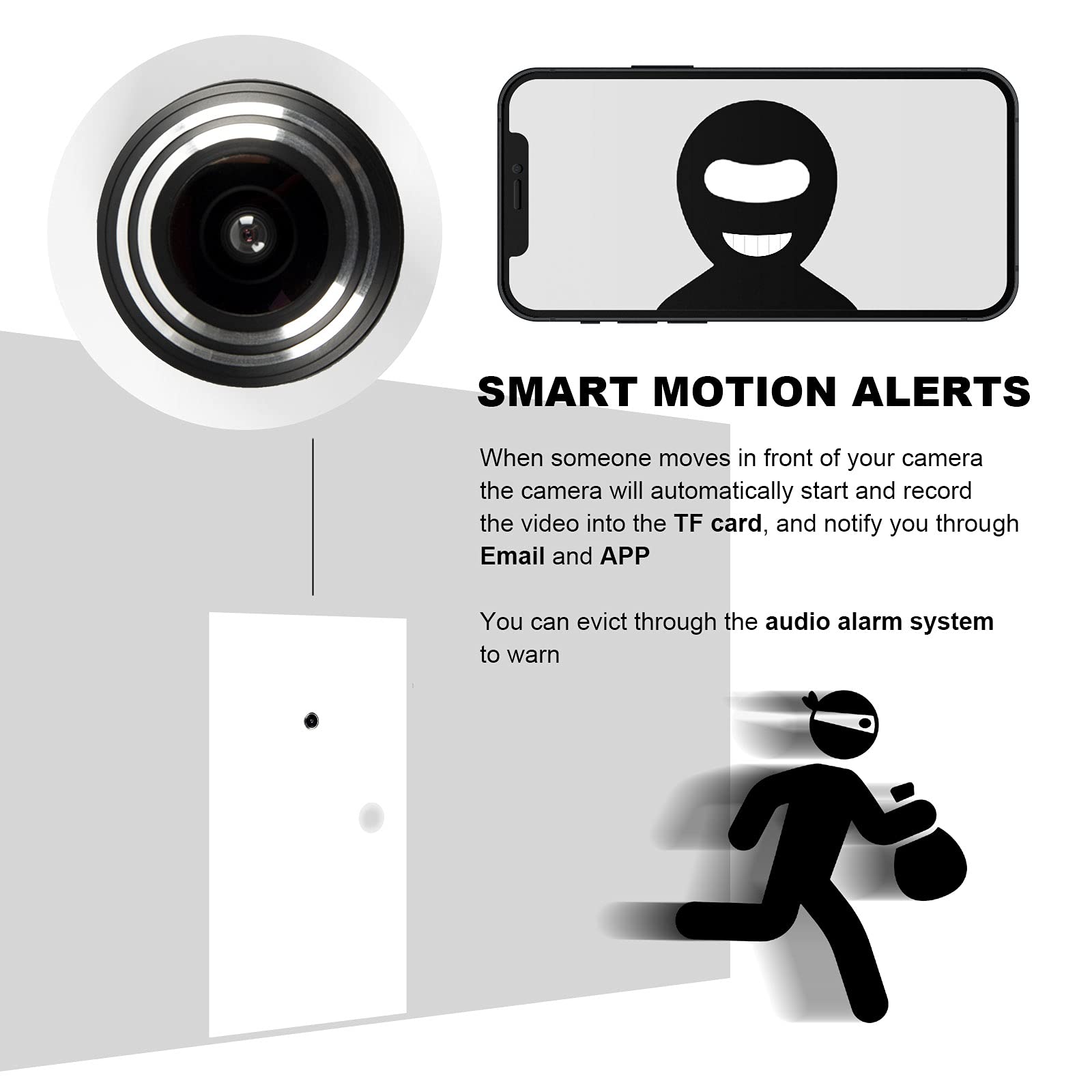 Kasfye Door Peephole Camera,HD 1080P Door Eye Hole IP Camera with 1.78mm Fisheye Lens 180 Degrees Wide Angle Tuya Smart APP Home Security USB Cameras-DC 5V