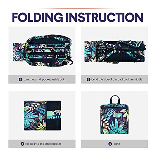 SAVVY NOMAD 40L Hiking Travel Packable Lightweight Camping Backpack Daypack with Removable Belt Bag for Women Men-Purple Leaf