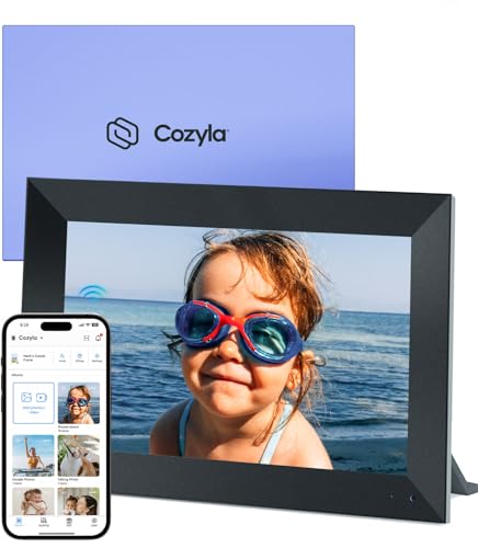 Cozyla Digital Picture Frame WiFi Free Unlimited Storage AI-Powered Send Pictures & Video via Google Photos Email Web Browser App Digital Photo Frame Electronic Picture Frame Slideshow 10.1 Inch Black