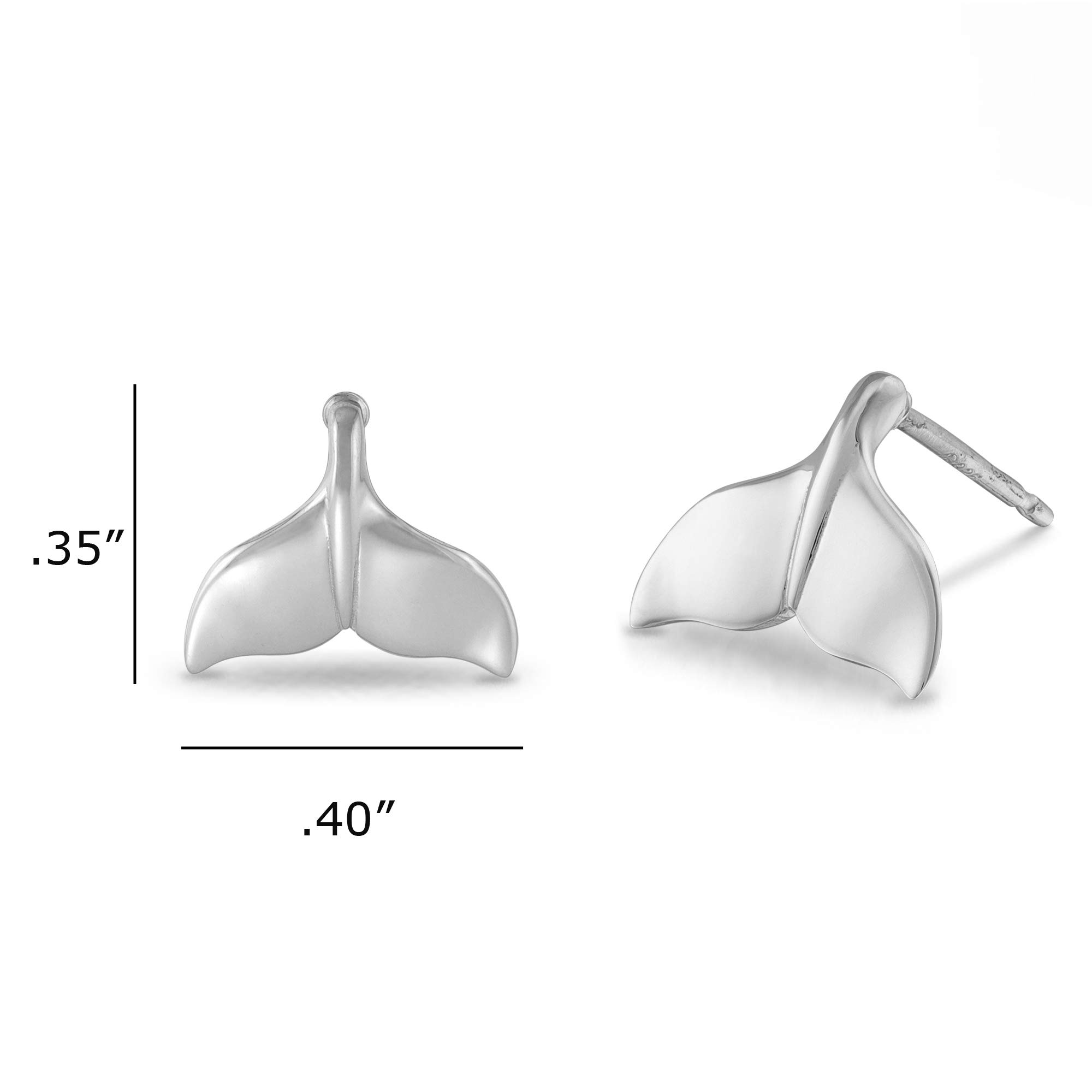 Boma Jewelry Sterling Silver Whale Tail Animal Stud Earrings