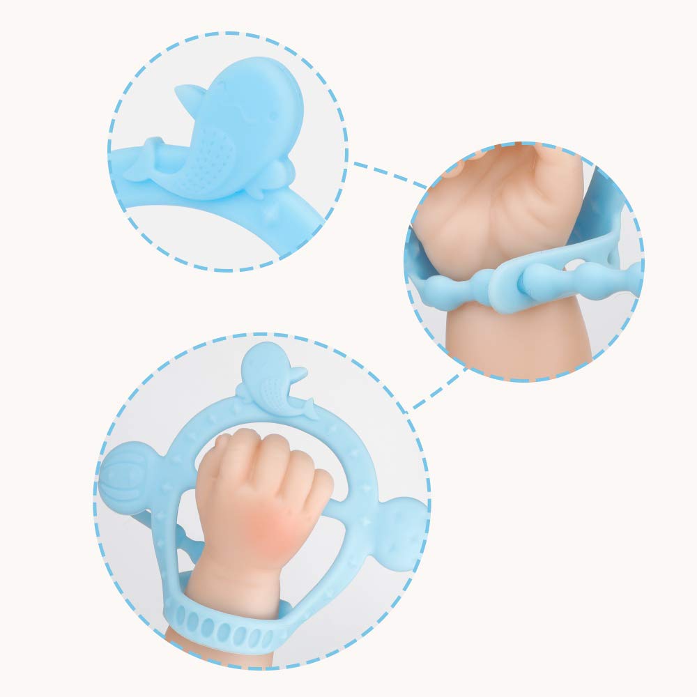 BumbleBee Baby Teether Toys Bracelet Toys for Teething Chewing Biting Needs,Infant Chewing Toys, Silicone Teethers Wearable, Ultra Soft, Adjustable Size for Babies and Toddler Wrist, 2 Pieces