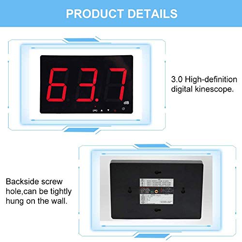 Fdit Wall Mounted Decibel Meter, Digital Sound Level Meter Noise Meter Tester Measurement Range 30-130dB, Accuracy 1.5dB with LCD Display