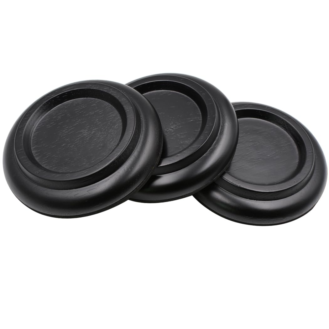 Piano Caster Cups Grand Piano Caster Cups Black Piano Leg Hardwood Cups Pads for Grand Piano (Set of 3)
