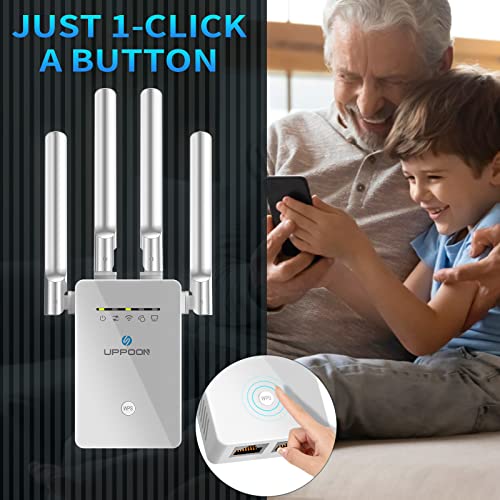 WiFi Extender, Wi Fi Extenders Signal Booster for Home Cover up to 8000 sq.ft & 35 Devices, Wireless Internet Signal Amplifier with Ethernet Port, Wi-Fi Repeater Easy Setup.
