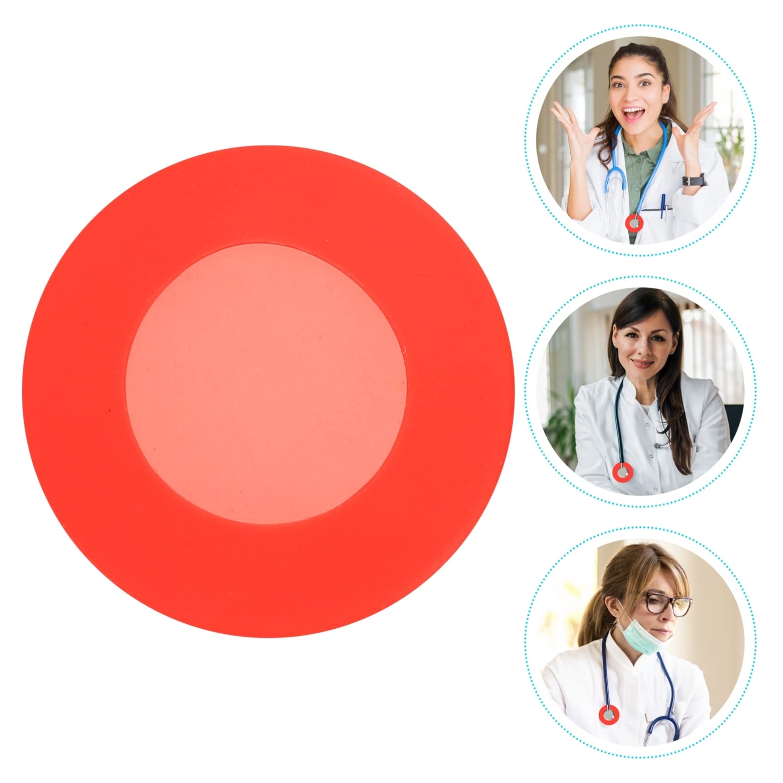 POPETPOP Stethoscope Head Covers, Portable Silicone Stethoscope Head Protector Cover Diaphragm Replacement Stethoscope Head Accessory (Red), 4.5X4.5CM (J0M40R4215COZO3)