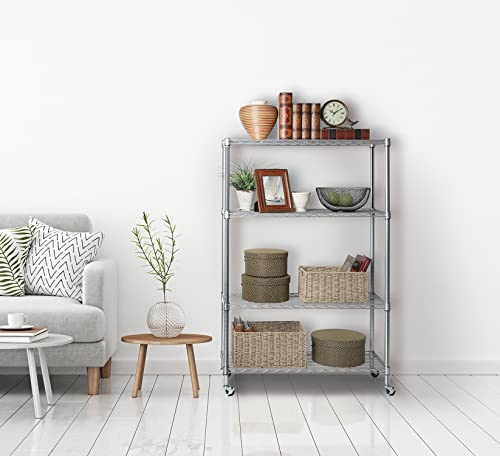 Seville Classics Solid Steel Wire Shelving Storage Unit Adjustable Shelves Organizer Rack, for Home, Kitchen, Office, Garage, Bedroom, Closet, Steel, 4-Tier, 36" W x 14" D