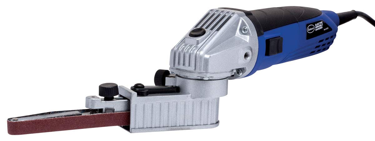 Eastwood Electric Mini Belt Sander | Robust 5.3 Amp Motor | Sanding and Grinding Tool | Lightweight Aluminum Body with Swivel Head | Grinder File With 120 Grit Abrasive Sanding Belt And Key 2300 Fpm