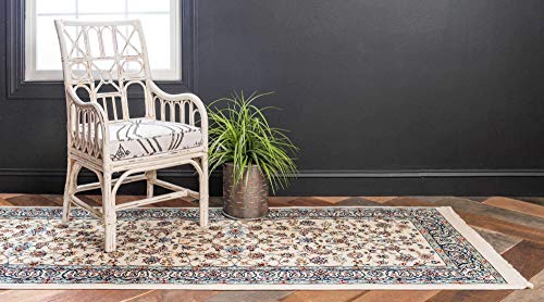 Unique Loom Narenj Collection Area Rug - Leeds (3' x 13' 1" Runner, Ivory/ Blue)