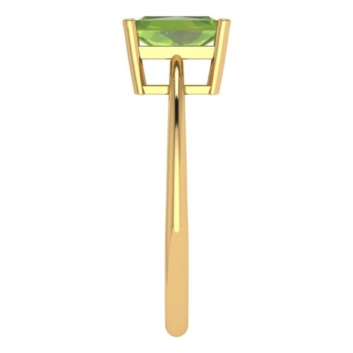 Clara Pucci 1.0 ct Radiant Cut Solitaire Genuine Natural Green Peridot Engagement Bridal Promise Anniversary Ring 14k Yellow Gold