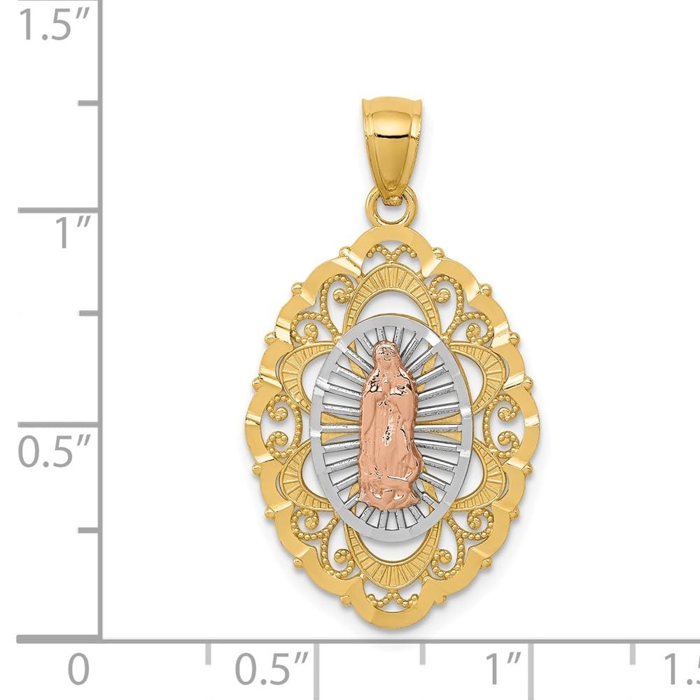 Diamond2Deal 14k Tri color Gold Our Lady of Guadalupe Pendant