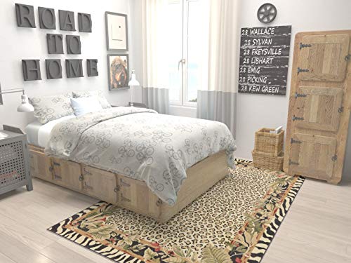 Unique Loom Wildlife Collection Animal Inspired with Cheetah Bordered Design Area Rug, 5 ft x 8 ft, Ivory/Black