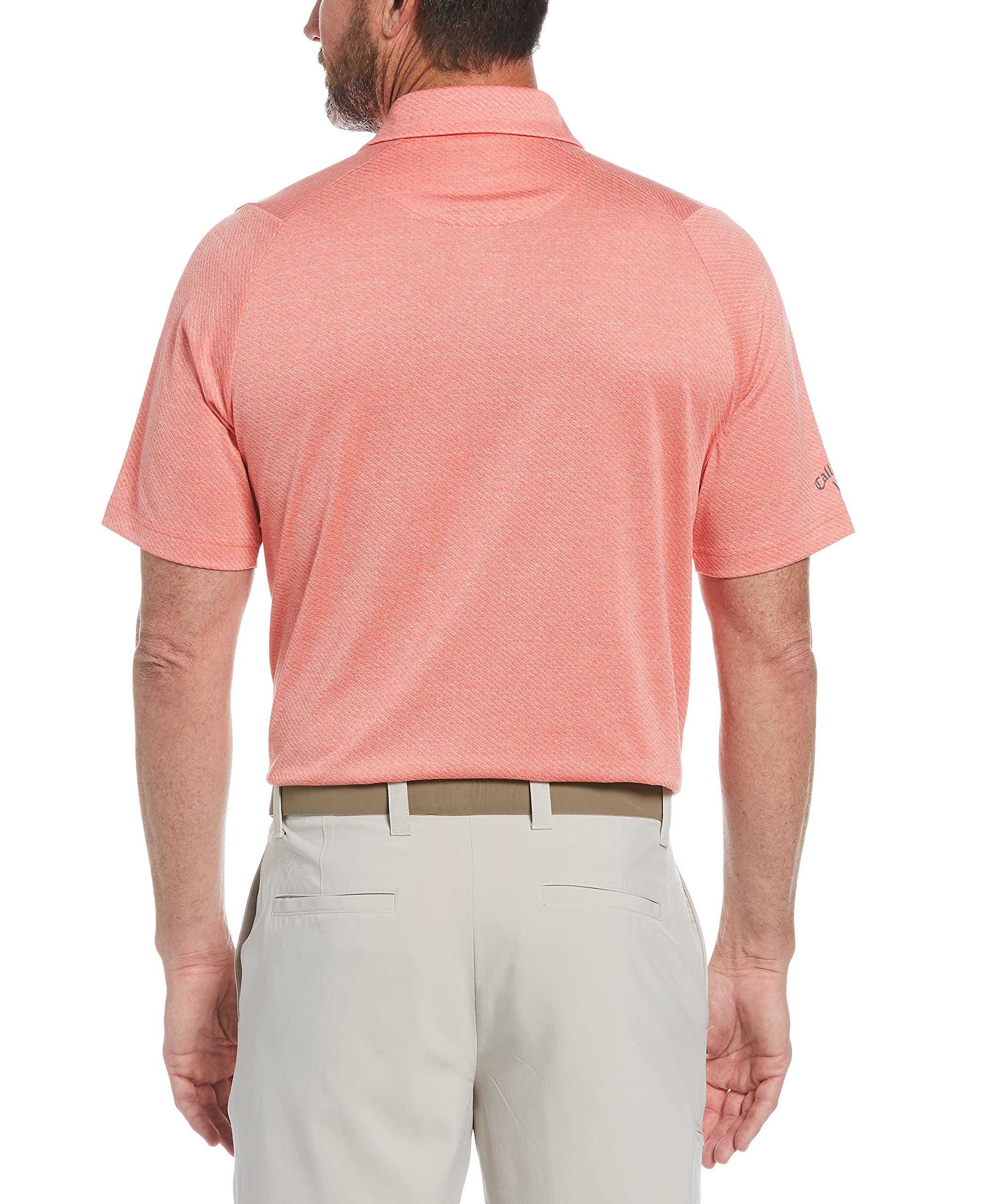 Callaway Men's Swing Tech Ventilated Short Sleeve Golf Polo Shirt, Moisture-Wicking, Textured Ventilated Fabric , Dubarry Heather, XX-Large