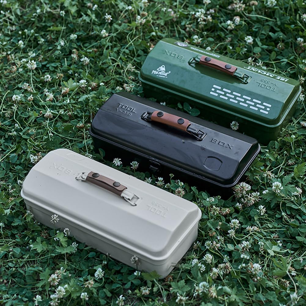 FAPAO Outdoor Tools Storage Box Portable Camping Picnic Hand Box Metal Tools Storage Box with Handle Sundries Storage Box