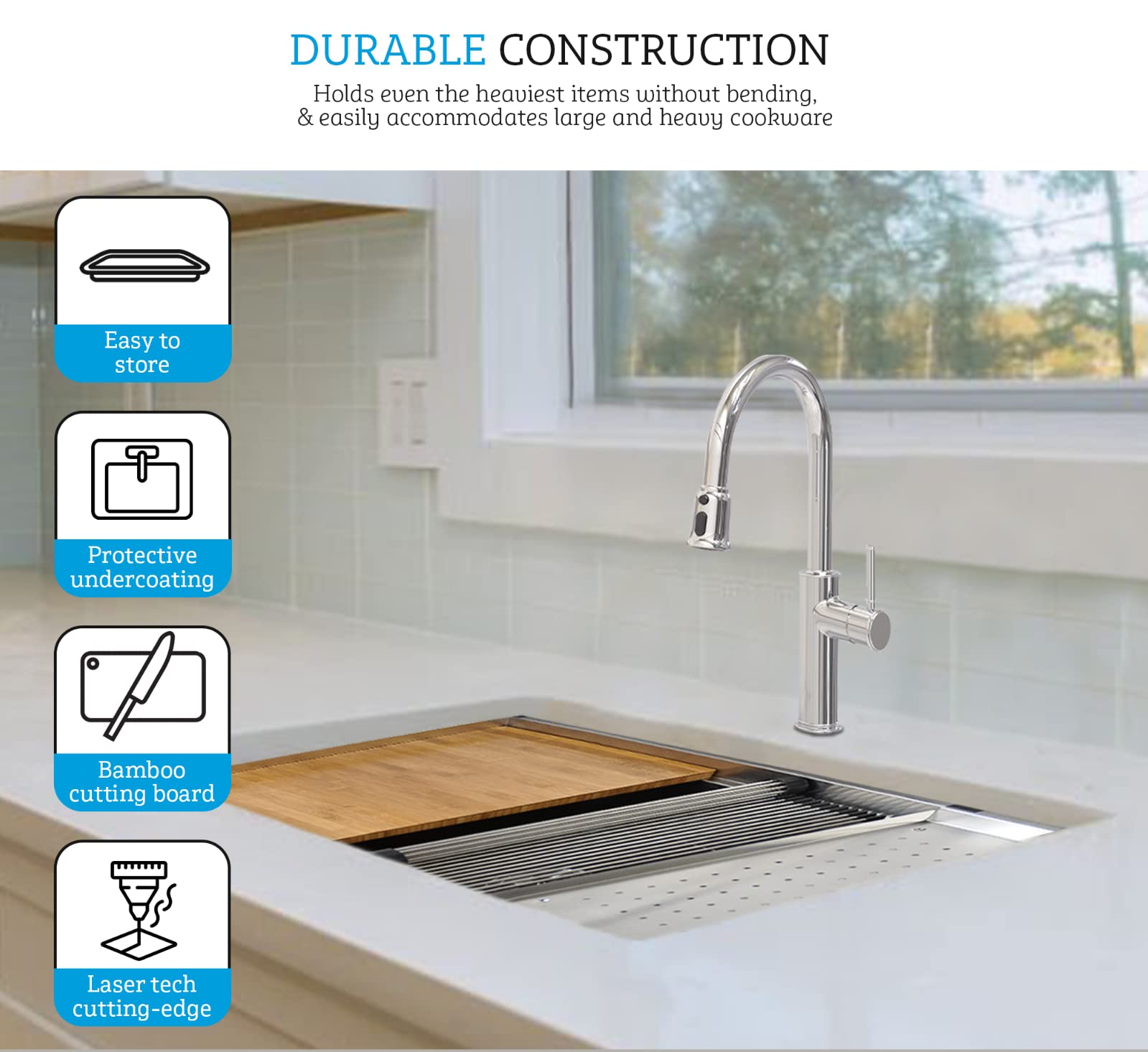 KABCO K-SSZRIS1 32 Inch 16 Guage Undermount kitchen sink Zero Radius Single Bowl stainless steel Finish kitchen sink 32"L X 19"W X 10"D Inch
