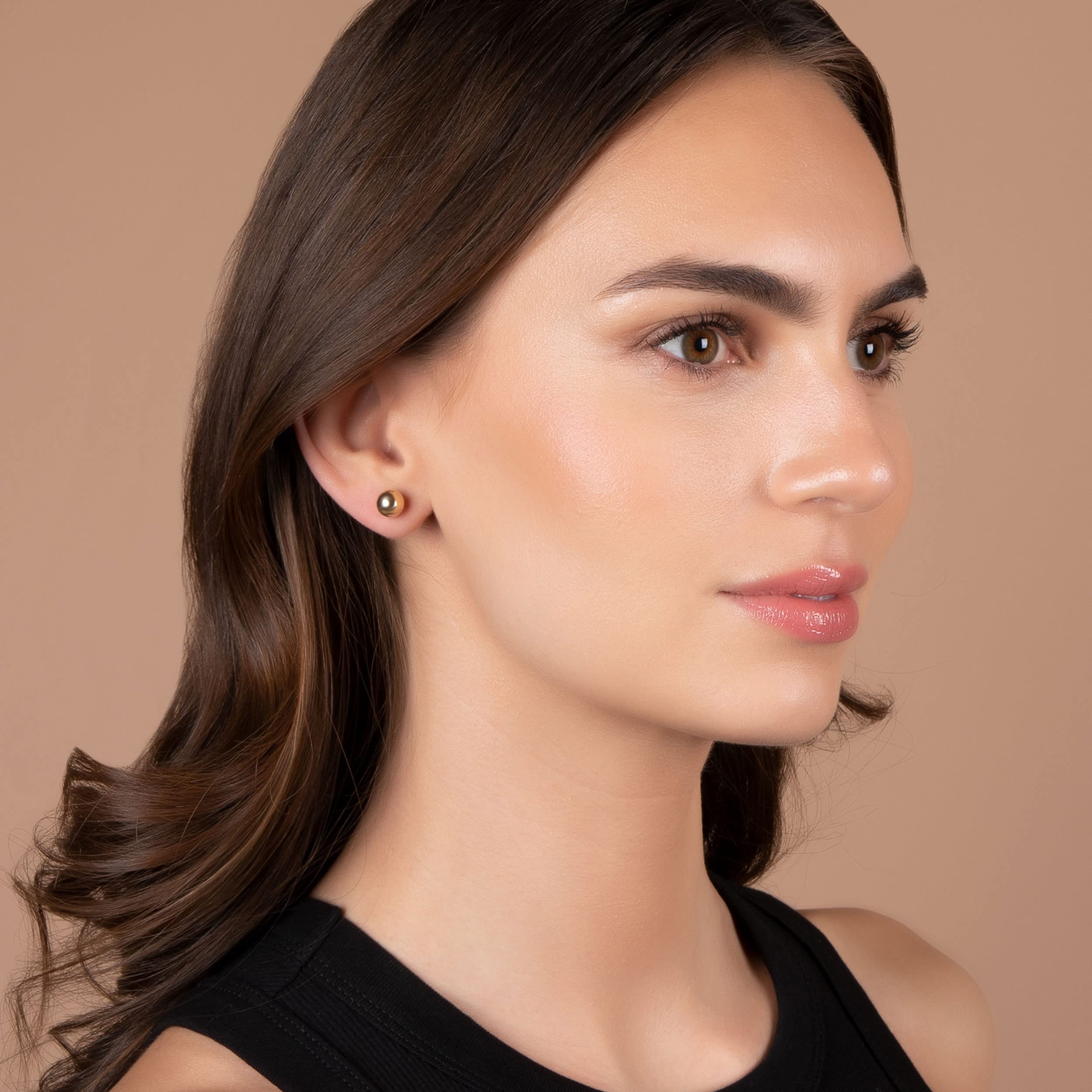 Pori Jewelers Premium 14K Yellow Gold 8MM Ball Stud Earrings - Butterfly Backings