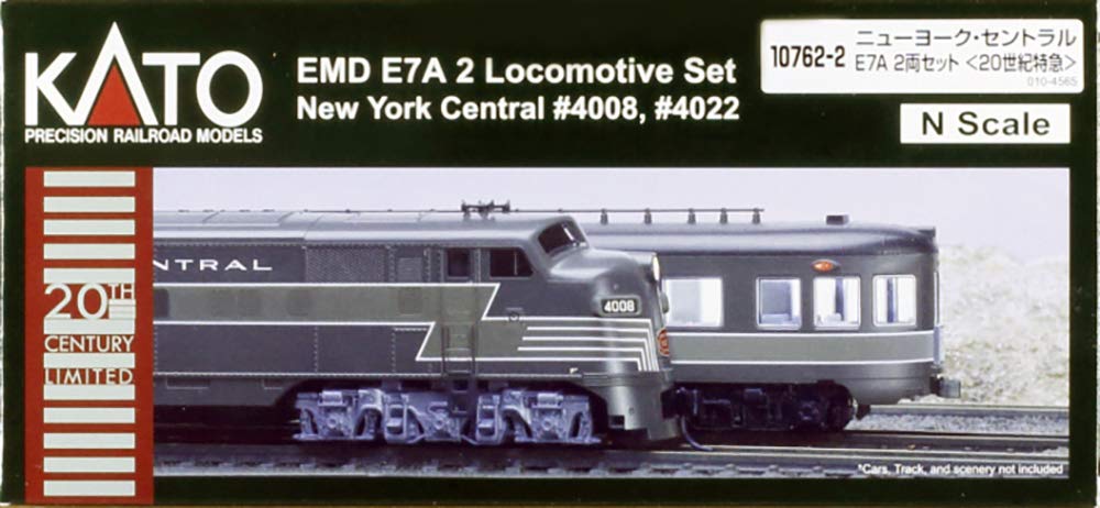 Kato USA Model Train Products N Scale EMD F7A 2 Locomotive Set - New York Central #4008, 4022 (106-0440) Grey