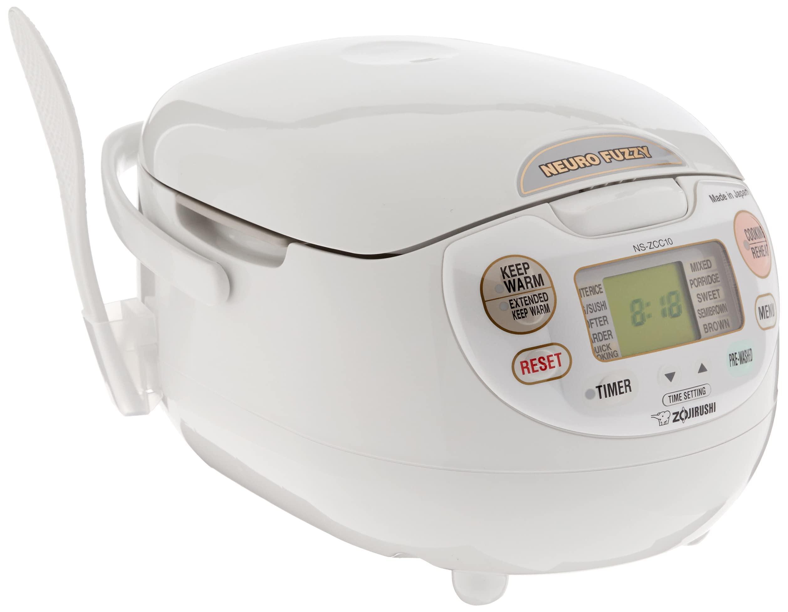 Zojirushi Micom Water Boiler and Warmer, 169 oz/5.0 L, White & NS-ZCC10 Neuro Fuzzy Rice Cooker, 5.5-Cup, White