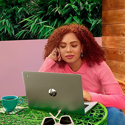 HP 2023 est Chromebook Laptop Student Business,14'' HD Display,Quad-Core Intel Celeron N4120 Processor,4GB RAM,64GB eMMC,720p Webcam,WiFi,Bluetooth,14+ Hrs Battery,Chrome OS+MarxsolCables Modern Gray