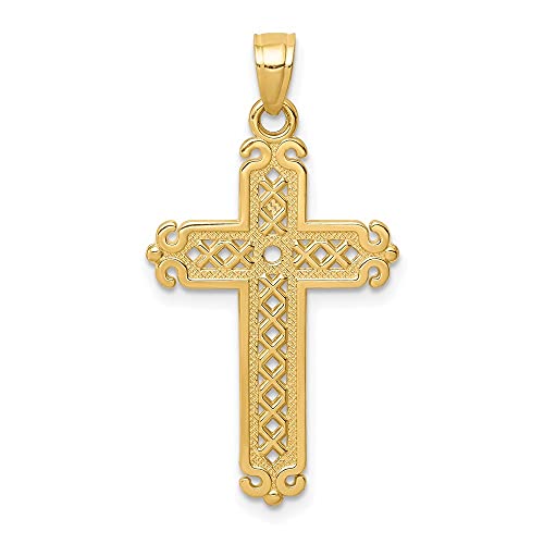 Diamond2Deal 14k Yellow Gold Cross Pendant Fine Jewelry for Women