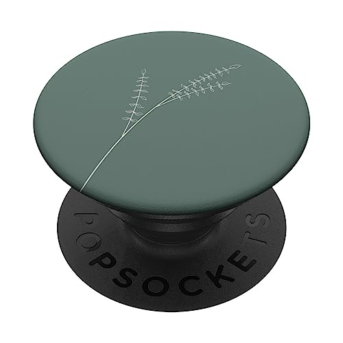 Sage Green Hand Drawn Leaf Botanical Plant Minimalistic PopSockets Standard PopGrip