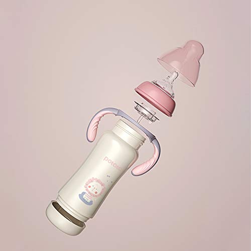 POTATO Baby Thermos Cup Water Bottle for Kids Stainless Steel Sippy Cup with 3 Kinds of Lids,Keeps Cold for 8 Hours 8 oz, Pink