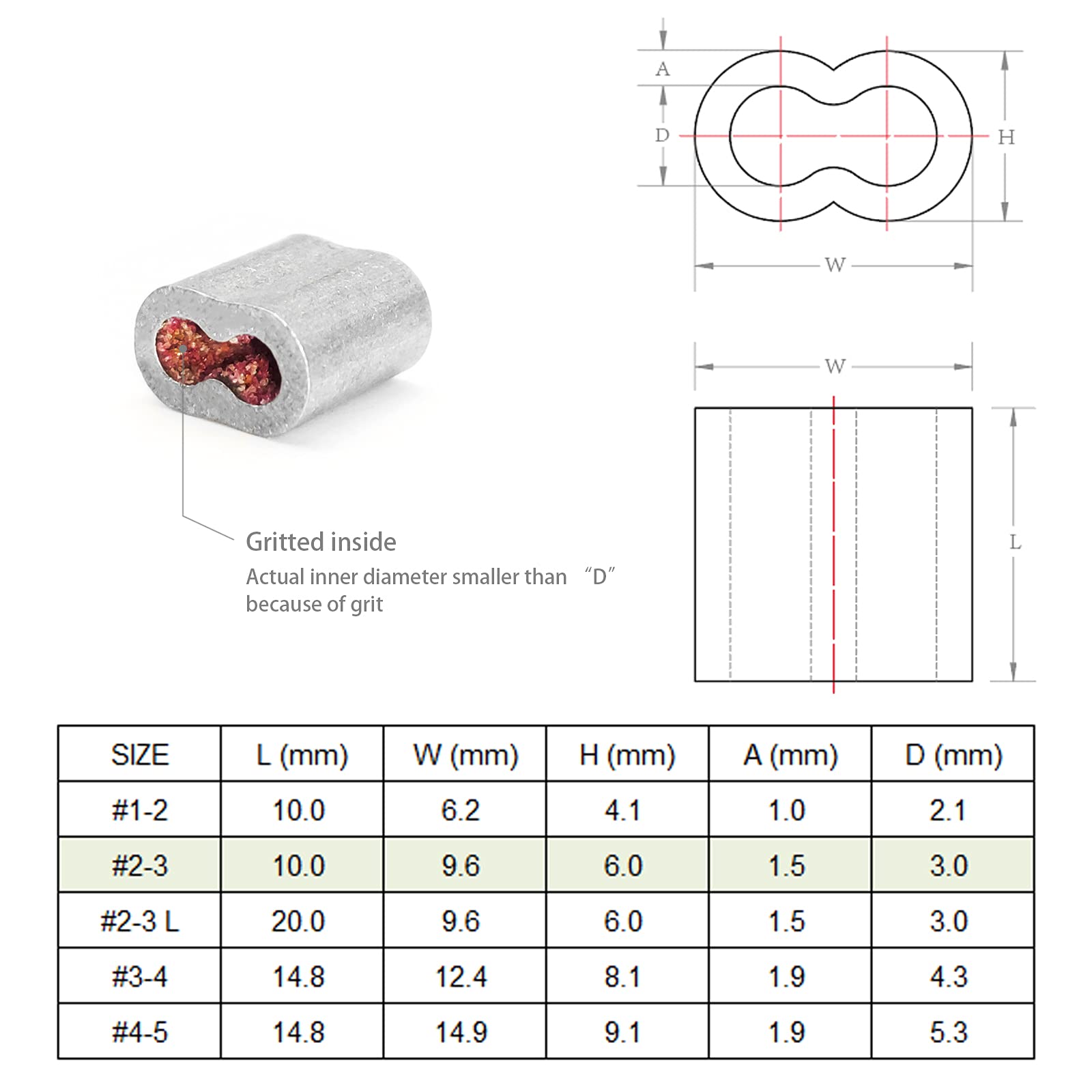 FenceMate Aluminum Alloy Crimp Loop Sleeves #2-3 to Splice & Join Metallic Wires or Wire Ropes, Tempered, Gritted with Super Holding Force on High Tensile Wires Used in Fencing & Hanging, 100pcs/Pack