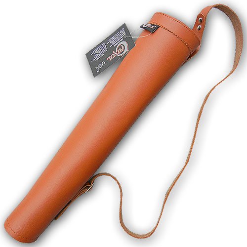 Carol 17" Long Traditional Finished Leather Arrow Back Quiver BFAQ8316A-F TAN.