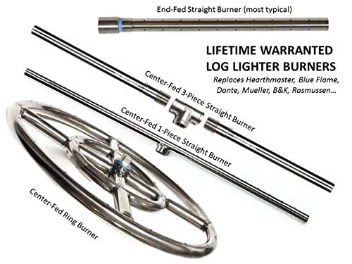 EasyFirePits 36 Inch Stainless Steel Lifetime Warranted Gas Fireplace Replacement Burner Straight END-FED Gas Log Lighter