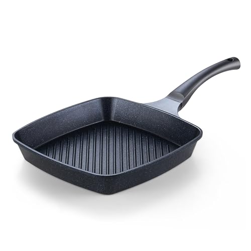 Cook N Home Grill Pan Nonstick Square for Stove Tops, Die Cast Aluminum Griddle Pan Marble 11-inch Cookware Fry Pan, Black