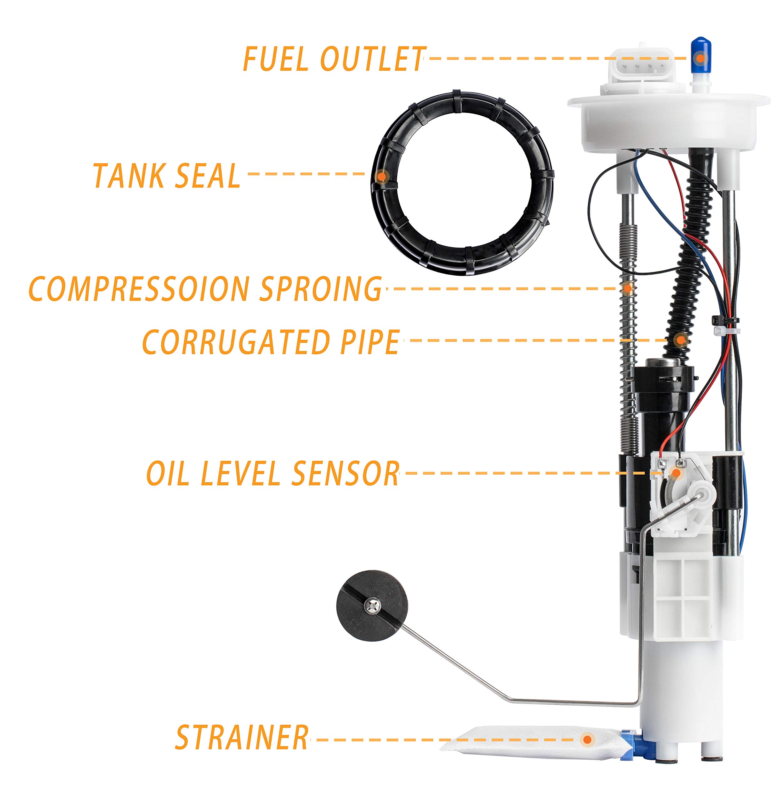 Boine 2204852 Fuel Pump Assembly with Tank Seal Compatible with Polaris Ranger 900 XP/Crew/EPS, Ranger 1000 XP Replace 2521307