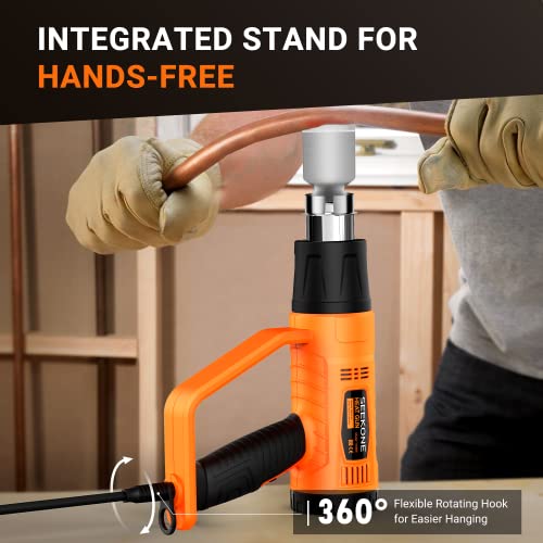 SEEKONE Heat Gun 1800W Heavy Duty Fast Heat Hot Air Gun Kit with 752℉&1112℉(400℃-600℃) Dual-Temperature Settings and 4 Nozzles with Overload Protection for Crafts, Shrinking PVC, Stripping Paint