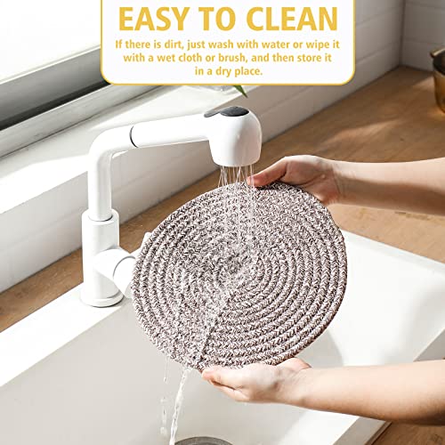Trivet Round Hot Pads 4pcs 9.5 Inches Diameter 100% Eco Pure Cotton Thread Weave Trivets for Hot Pots and Pans / Kitchen Trivets for Hot Dishes Hot Pot Holders …
