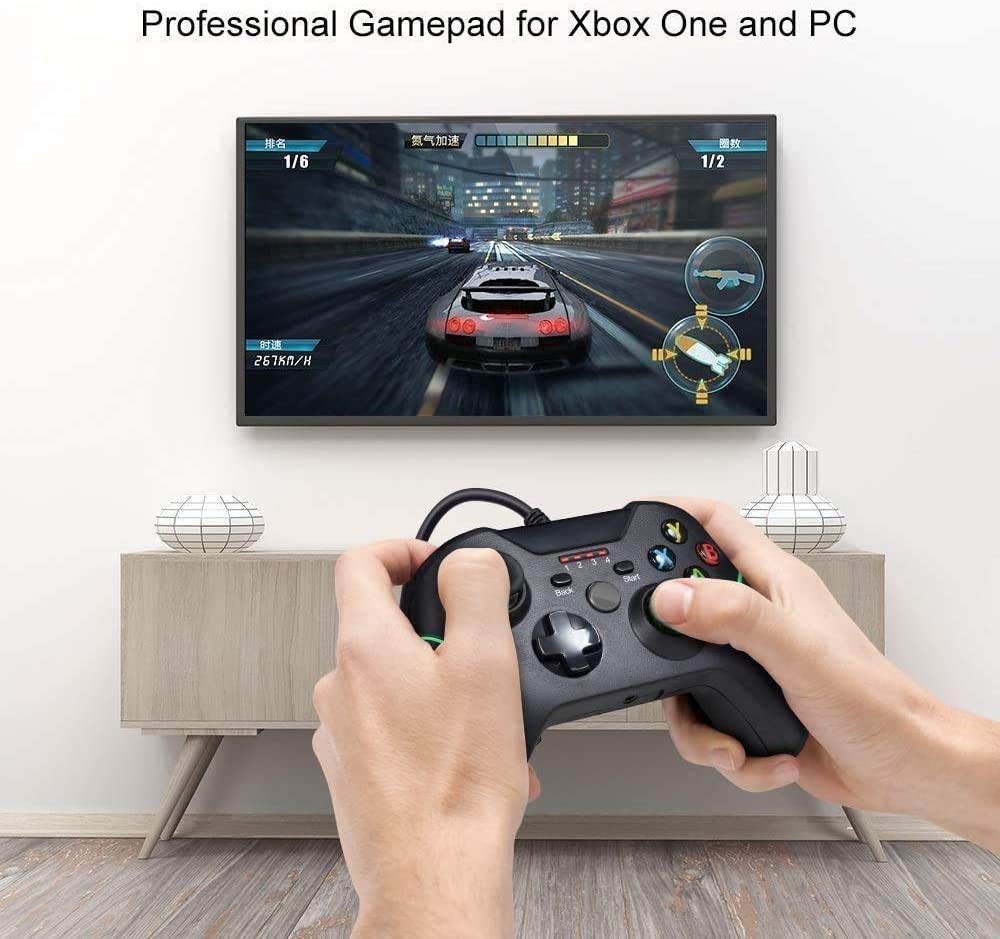 Wired Controller for Xbox One, Upgraded Game Controller Compatible with Xbox One/X/S/and PC(Black 1)