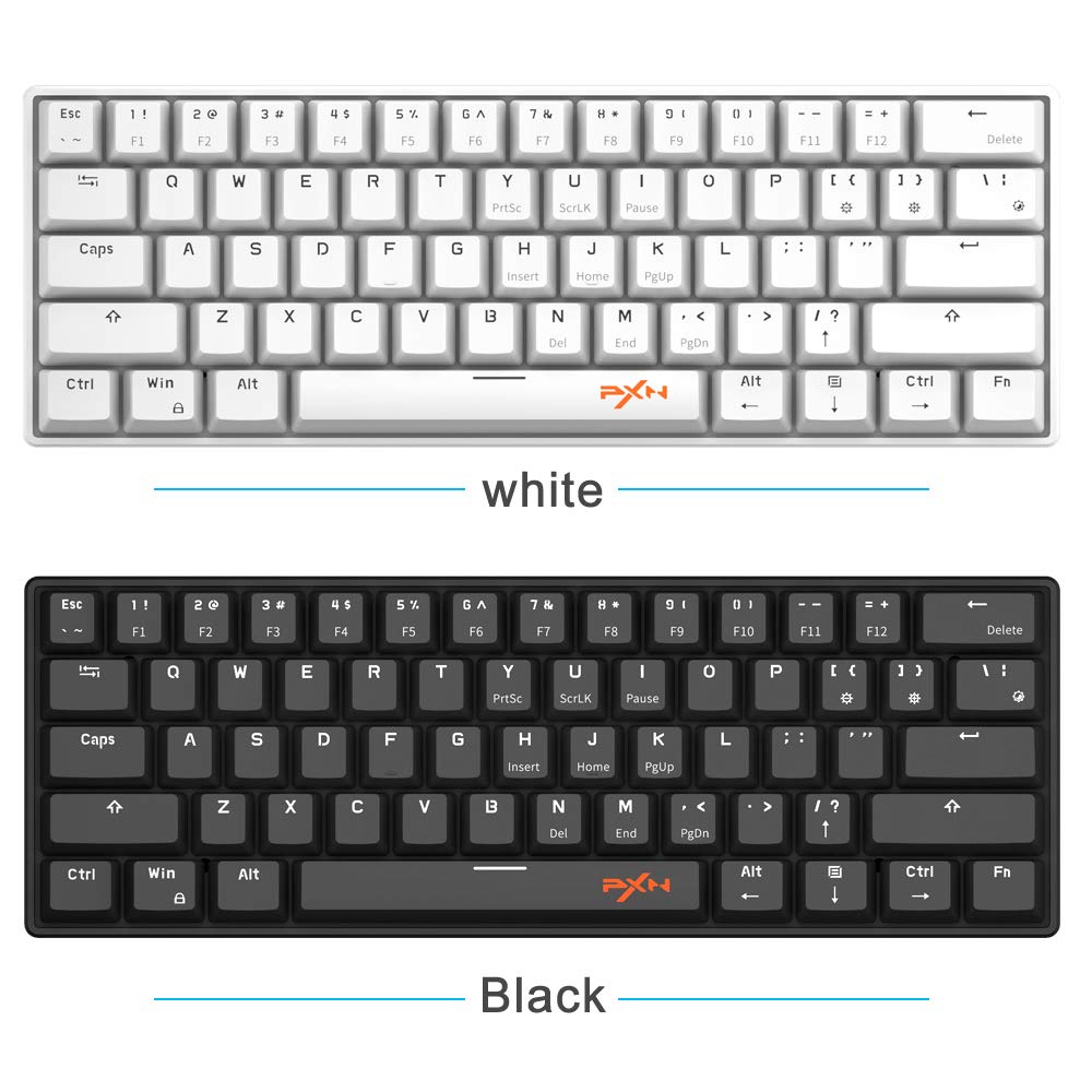 PXN K30 60% Mechanical Keyboard Wireless Mobile Gaming Keyboard Backlit Wired LED Mini Compact Keyboards Compatible with Android PC Laptop (White)