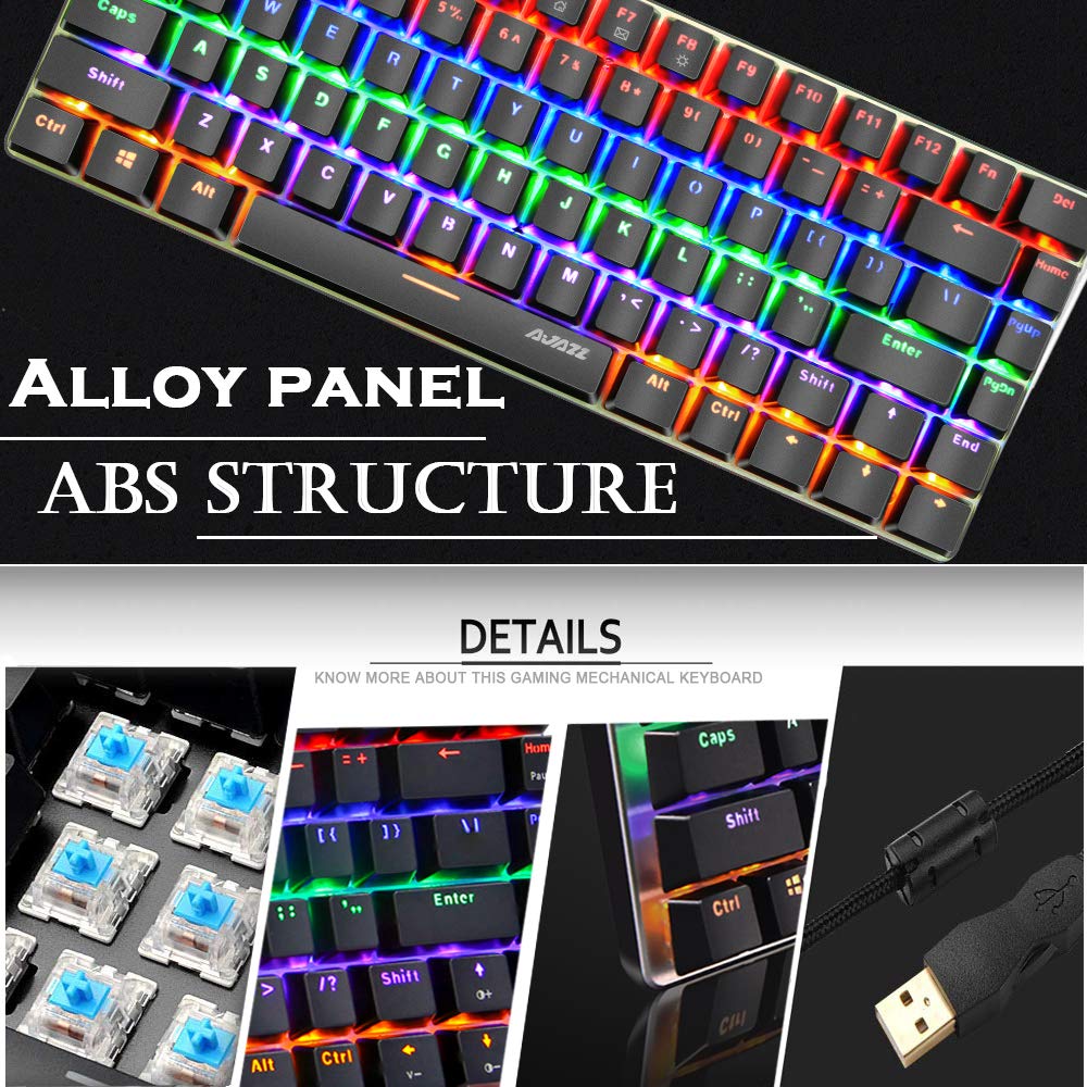 Wired Gaming Keyboard and Mouse,3 in 1 Gaming Set,Blue LED Backlit Wired Gaming Keyboard,RGB Backlit 12000 DPI Lightweight Gaming Mouse with Honeycomb Shell,Large Mouse Pad for PC Game(Blue)
