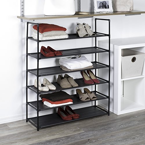 Richards Homewares Fabric Freestanding Shoe Rack, 3-Tier, Black