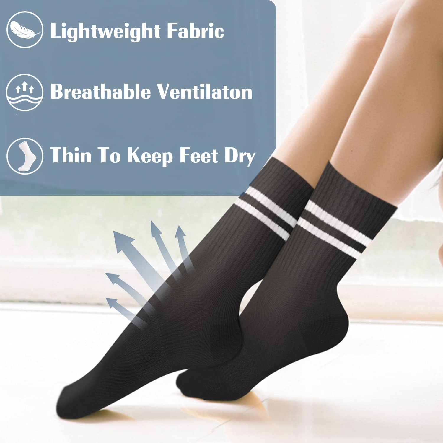 CTHH Women's Thin Cotton Socks - Soft Above Ankle Crew Socks for Casual Bootie Dress Business, 4 Pairs