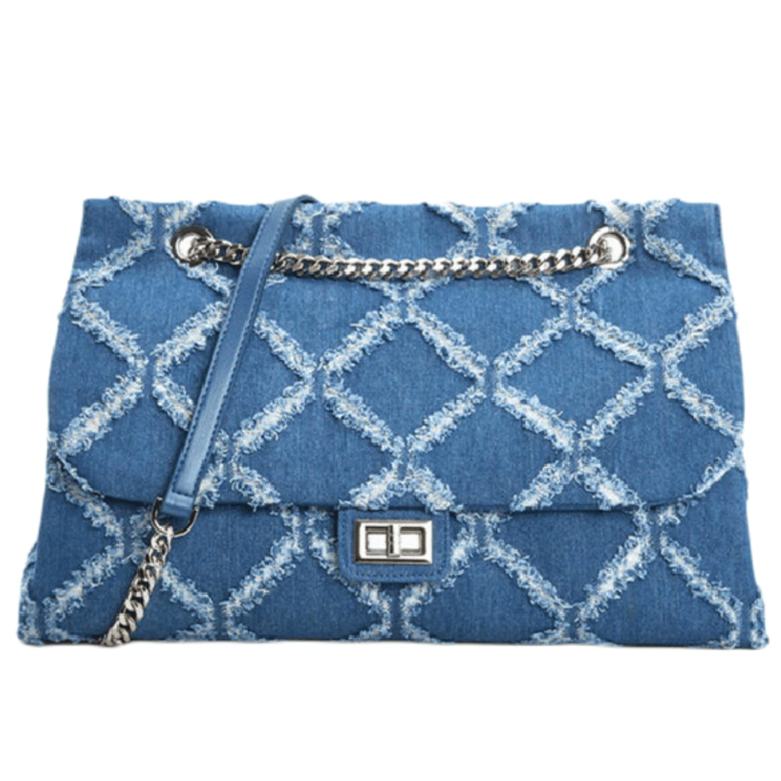 Denim Shoulder Crossbody Bags Women Handbag and purses Jeans Designer Trendy Messenger Bags Medium (Blue)