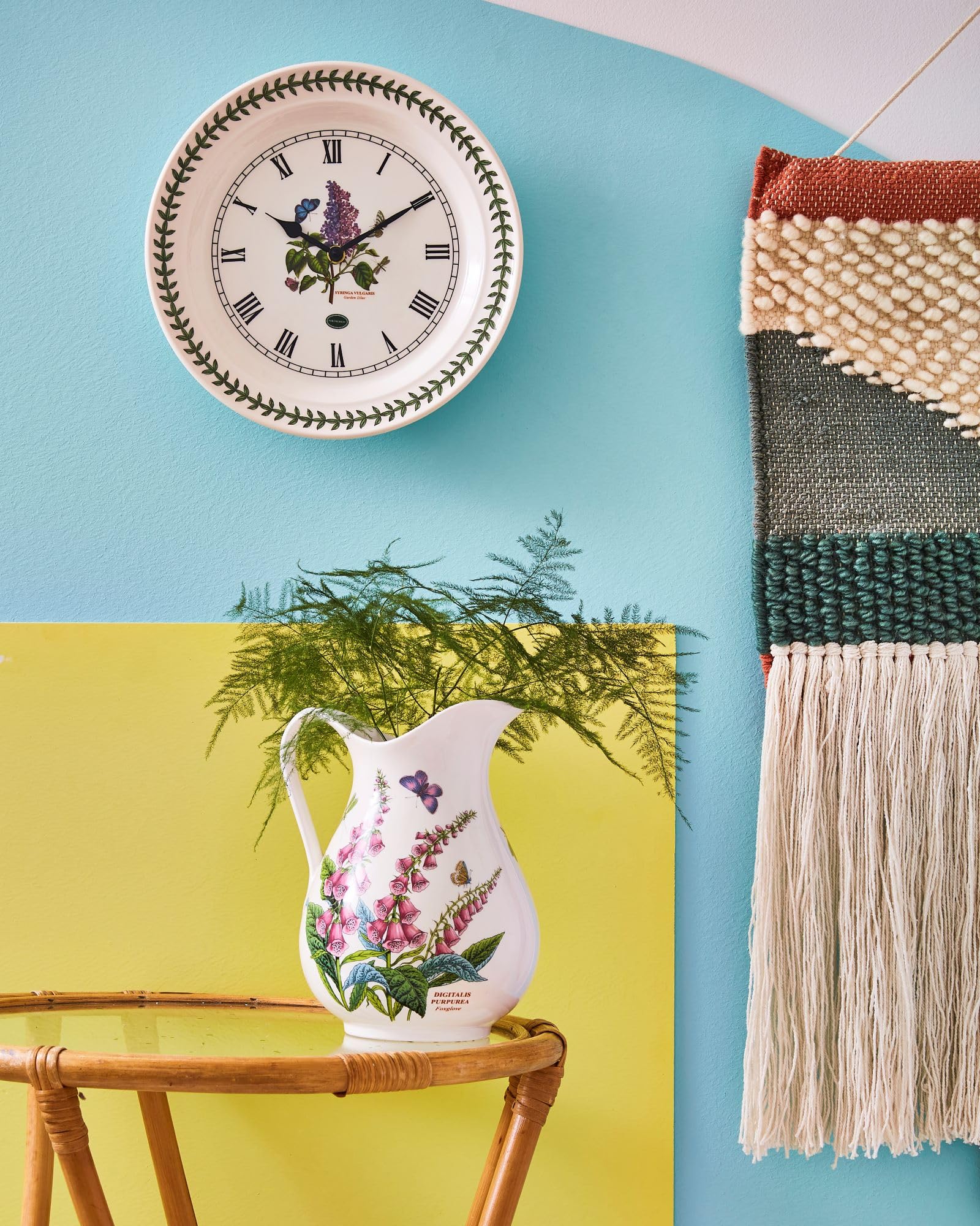 Portmeirion Botanic Garden 10.5" Wall Clock | Garden Lilac Motif | Fine Earthenware | Chip Resistant Glaze | Made in England | Ideal for Room & Kitchen Décor
