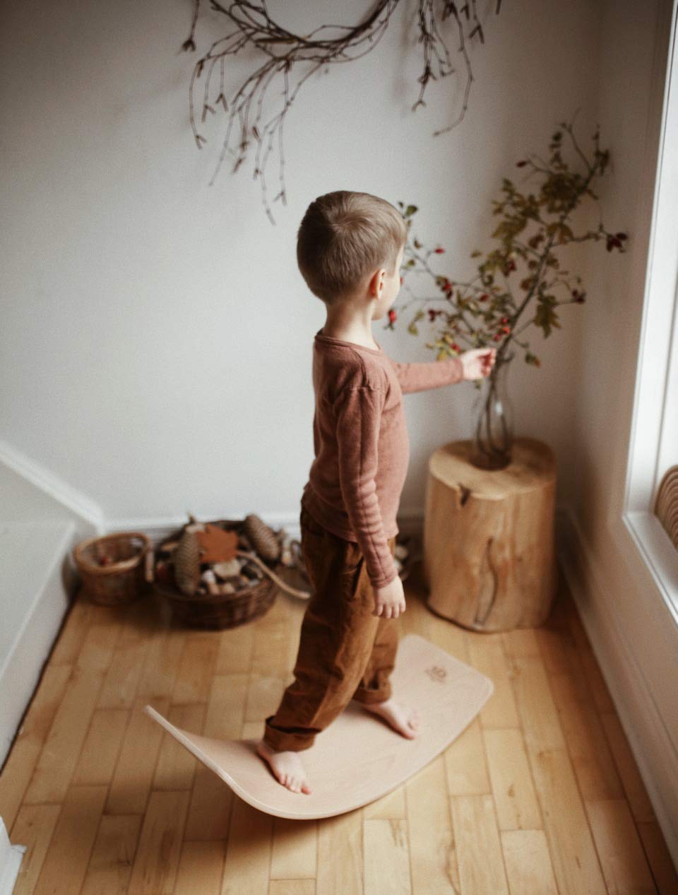 Kinderfeets, Kinderboard, Waldorf Original Wooden Balance Board for Toddlers, Kids, Teens, Adults - Bamboo