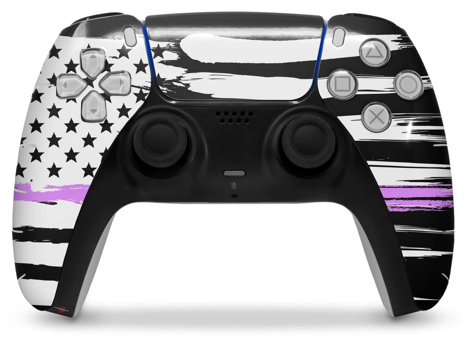 WraptorSkinz Skin Wrap compatible with Sony PS5 DualSense Controller Brushed USA American Flag Pink Line (CONTROLLER NOT INCLUDED)