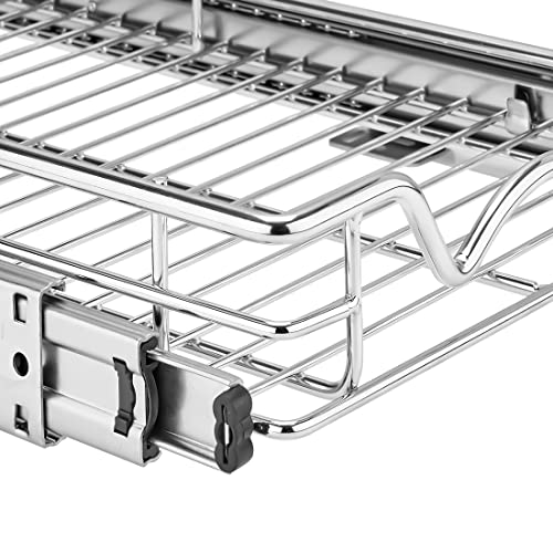 HOLD N' STORAGE Pull Out Cabinet Organizer, Heavy Duty-with Lifetime Limited Warranty -11βW x 21βD - Requires At Least a 12-1/4β Cabinet Opening, Steel Metal cabinet drawers slide out, Chrome Finish