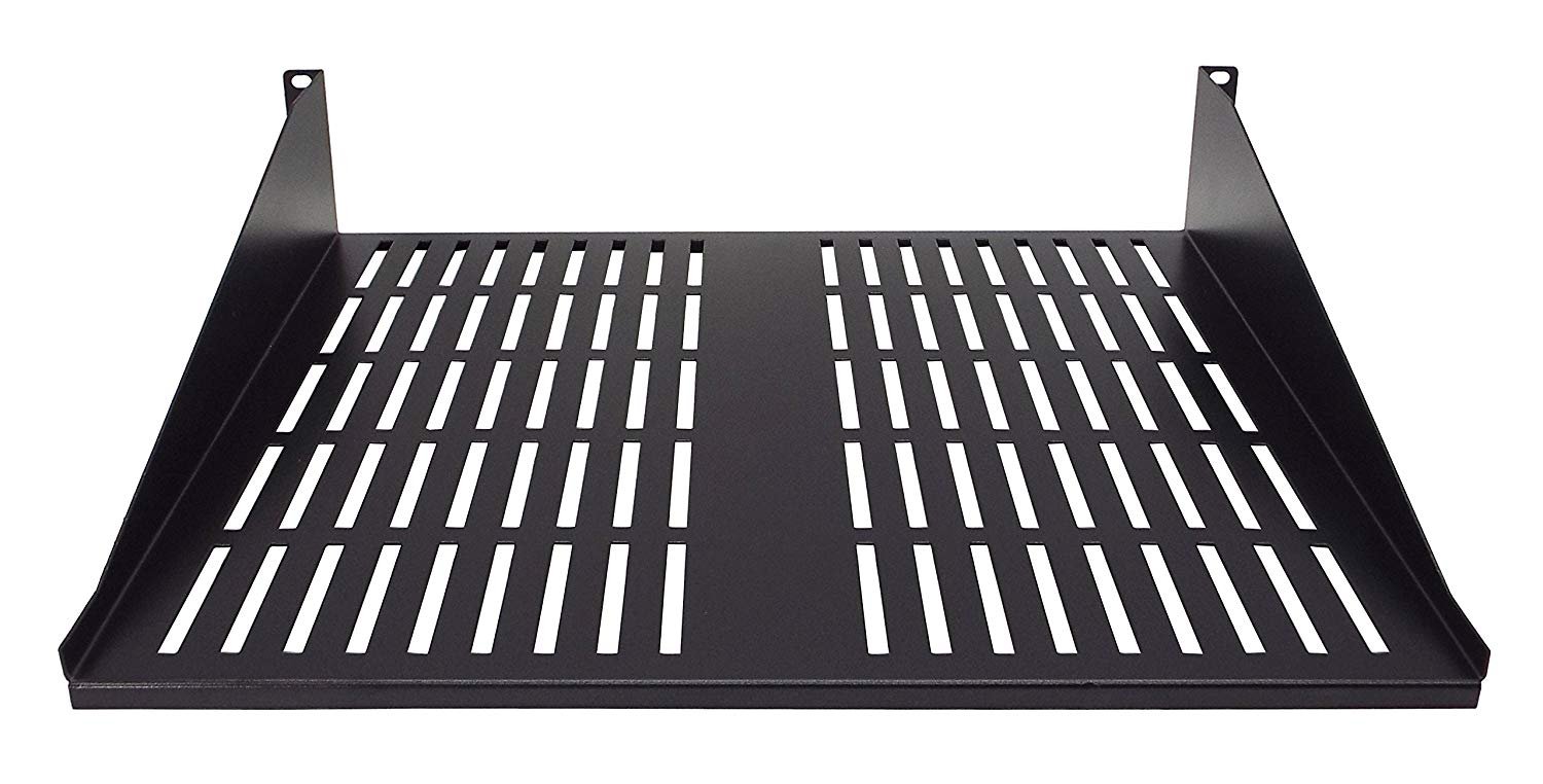 CNAweb 2U Rack Shelf - 15" Deep - Steel - Vented Rack Shelf - Rack Mount Shelf - Server Rack Shelf - Cantilever Shelf